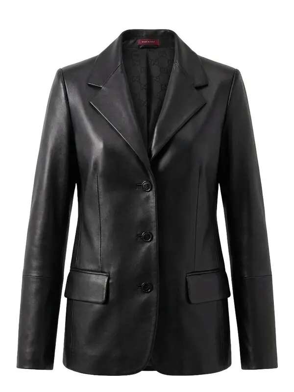 Gucci Shiny Leather Single-breasted Jacket - Black