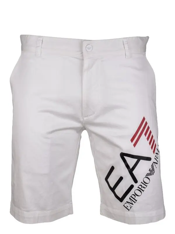 EA7 Belt-loop Shorts With Logo Detail - White