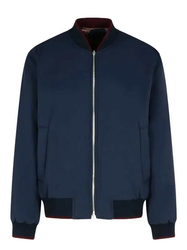 Dries Van Noten Long Sleeve Bomber Jacket With Ribbed Details - Navy Blue