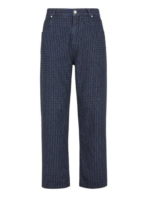 Fendi Straight-leg Topstitched Long Jeans - Blue