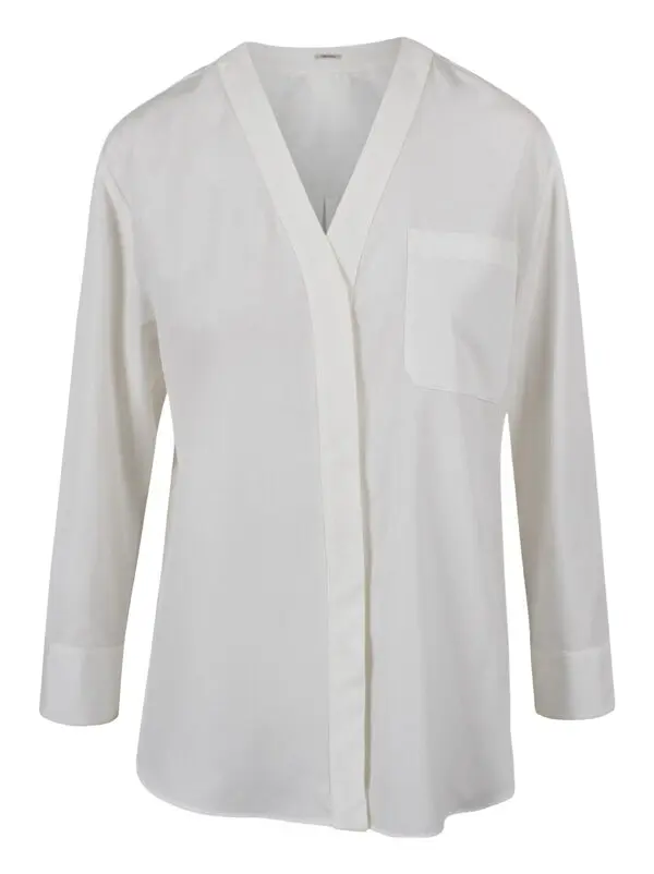 Max Mara Chicca V-neck Poplin Shirt - White