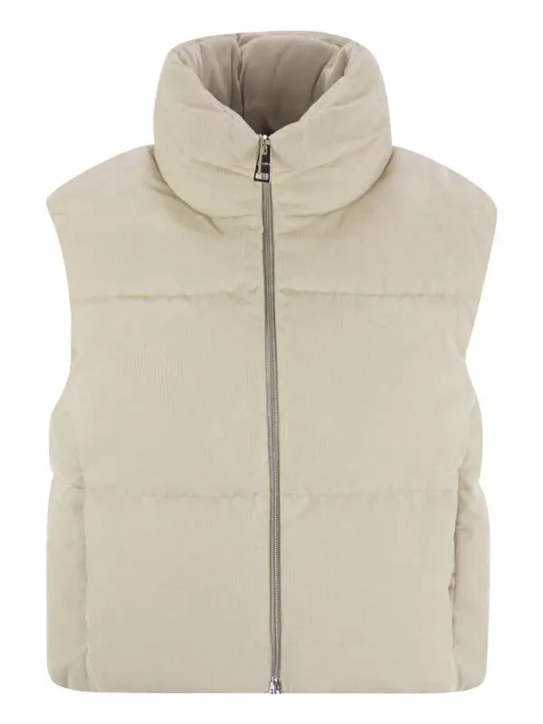 Herno Sleeveless Down Jacket With Gold Thread Embellishment - Nude