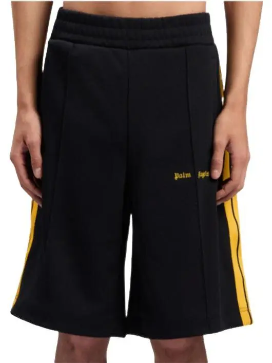 Palm Angels Logo Embroidered Track Shorts - Black