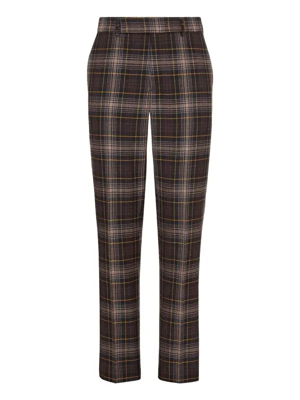 Fendi Tartan Tapered Leg Trousers - Brown