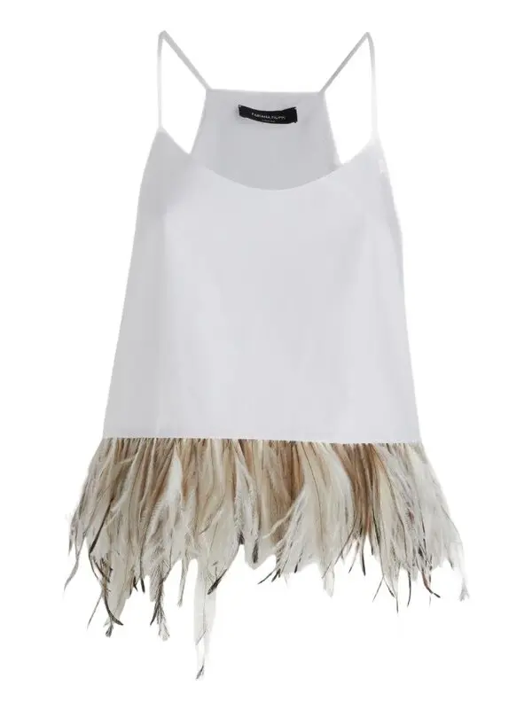 Fabiana Filippi Feather Embellished Sleeveless Top - White