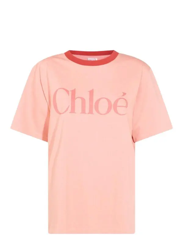 Chloé Logo Printed Crewneck T-shirt - Pink