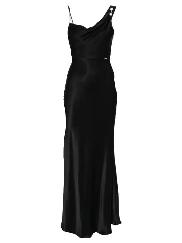 TWINSET Asymmetrical Pearl Detail Maxi Dress - Black