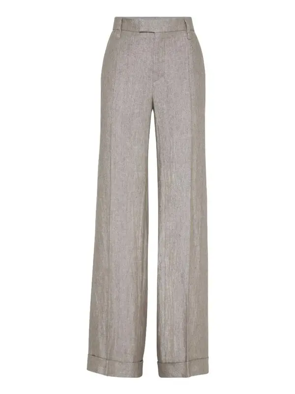 Brunello Cucinelli Lurex Wide-leg Trousers - Brown