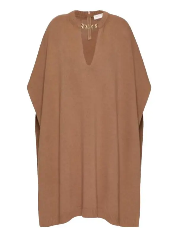 Valentino Garavani V-neck Chain Knitted Cape - Brown