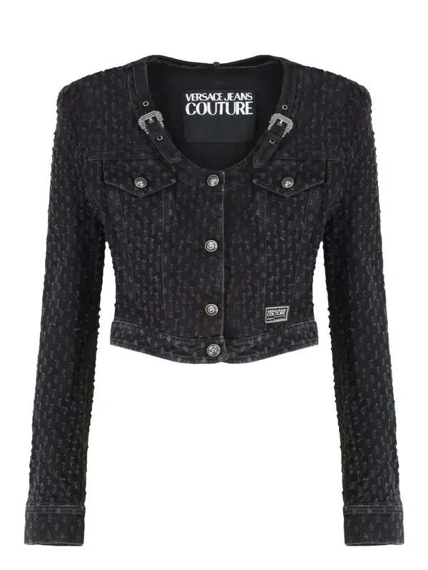 Versace Logo Denim Jacket - Black