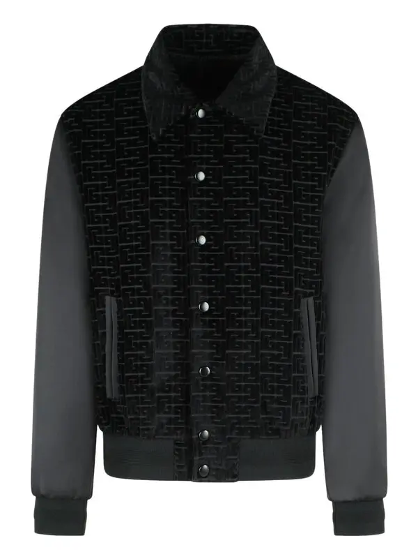 Balmain Velvet Logo Bomber Jacket - Black