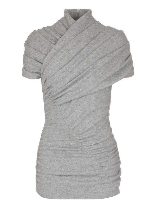 Balmain Draped Knit Top - Grey