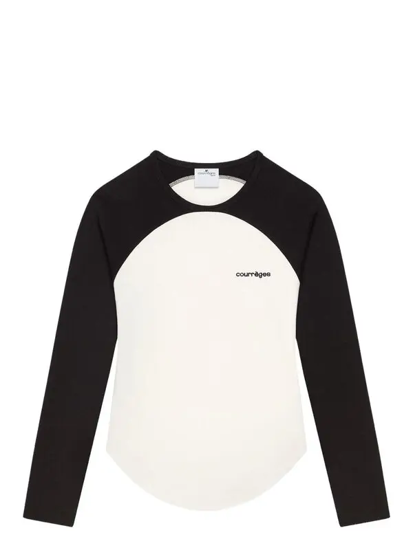 COURREGES Logo Embroidered Long-sleeve T-shirt - Black