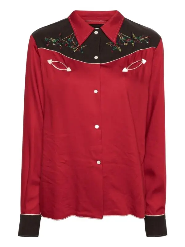 BODE Long Sleeve Shirt With Star Embroidery - Red