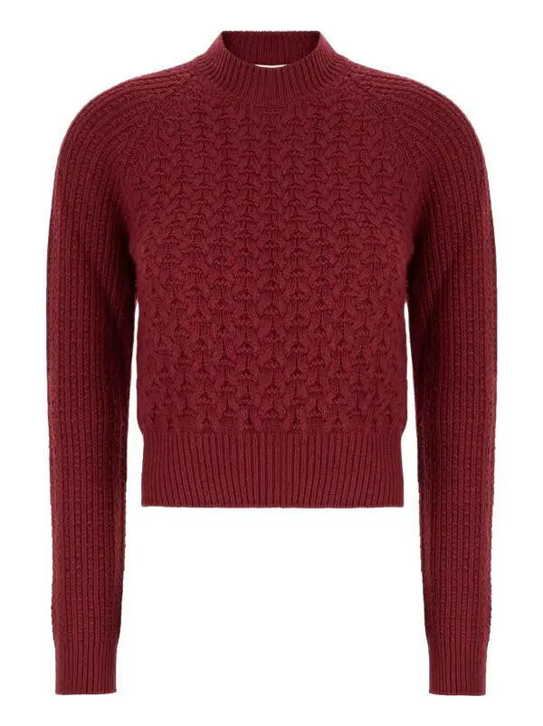 Palm Angels Curved-logo Ribbed-panel Sweater - Red