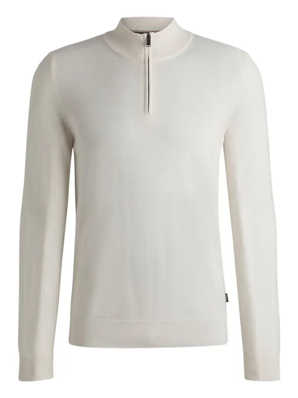 Hugo Boss Half-zip Knitted Jumper - White