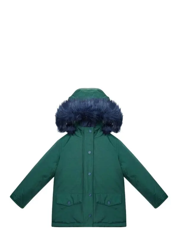 Kenzo Logo Printed Hooded Coat - Blue
