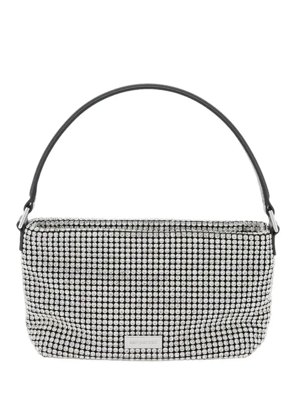 SELF-PORTRAIT Small Diamante Embellished Zipped Tote Bag - Gray