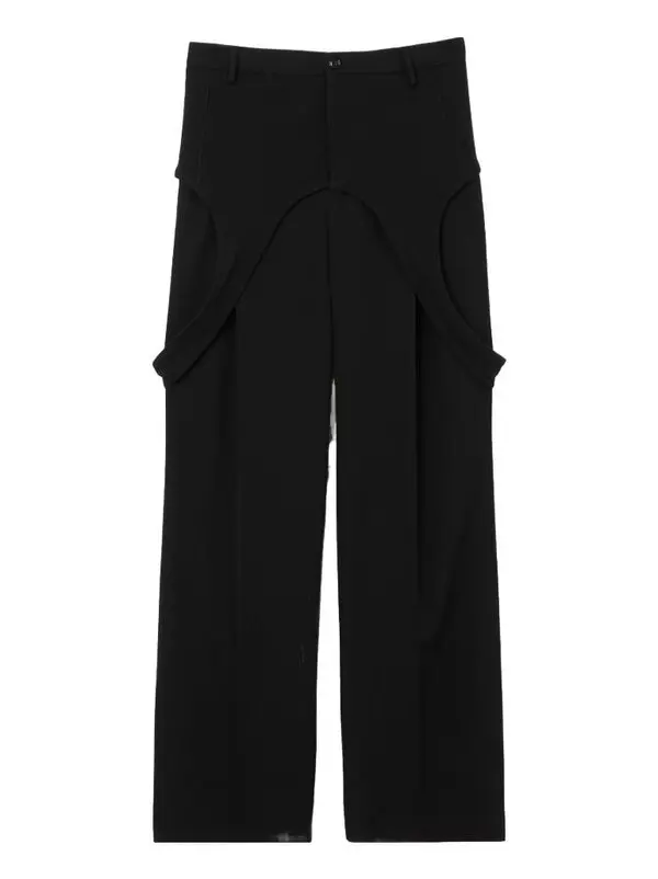 Burberry Panelled Wool Wide-leg Trousers - Black