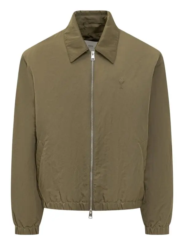 Ami Logo Embossed Zipped Jacket - Green