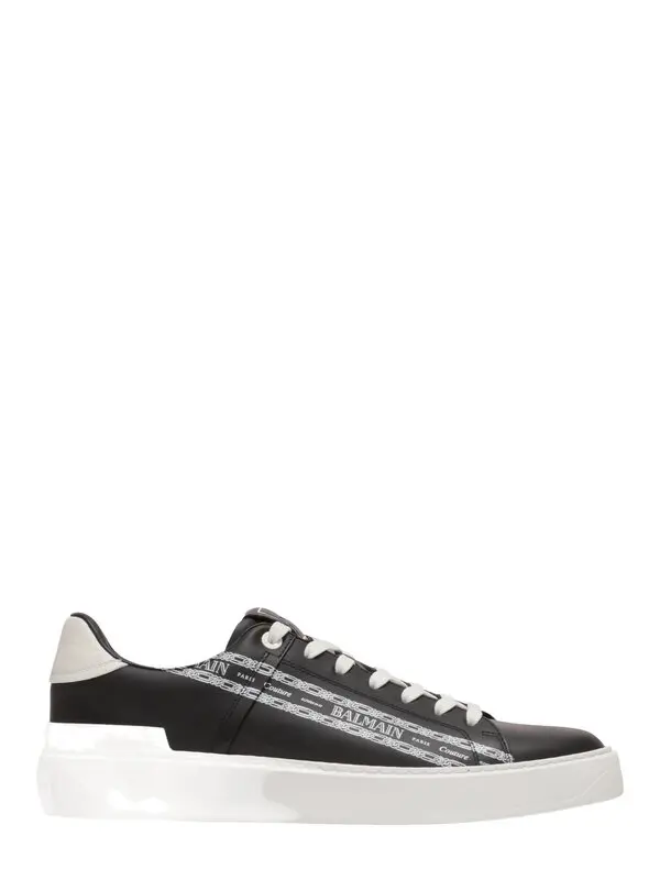 Balmain B-court Printed Calfskin Trainers - Black