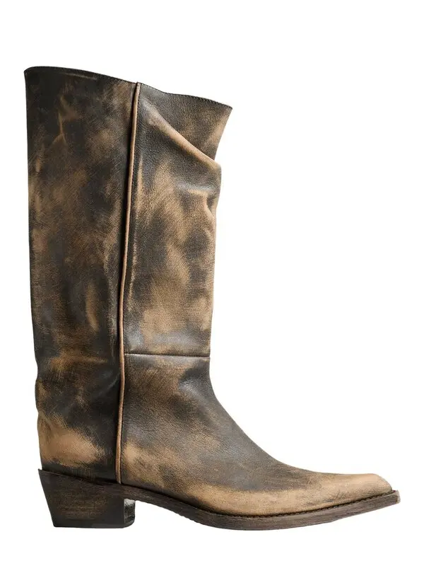 Khaite Pointed-toe Distressed Boots - Brown