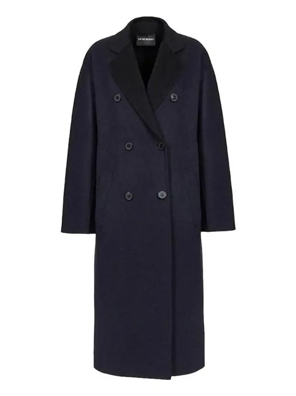Emporio Armani Double-breasted Lapel Coat - Black