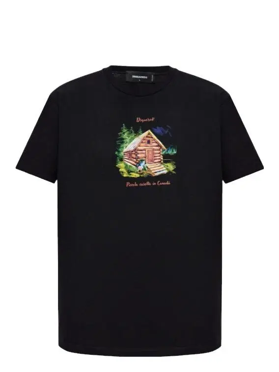 Dsquared2 Graphic Printed Crewneck T-shirt - Black