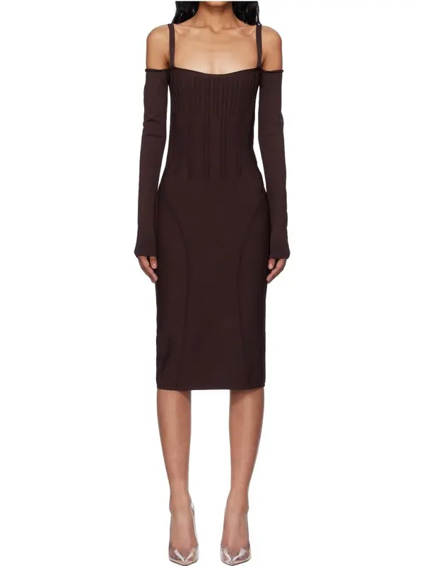MUGLER Boning Detail Knit Dress - Black