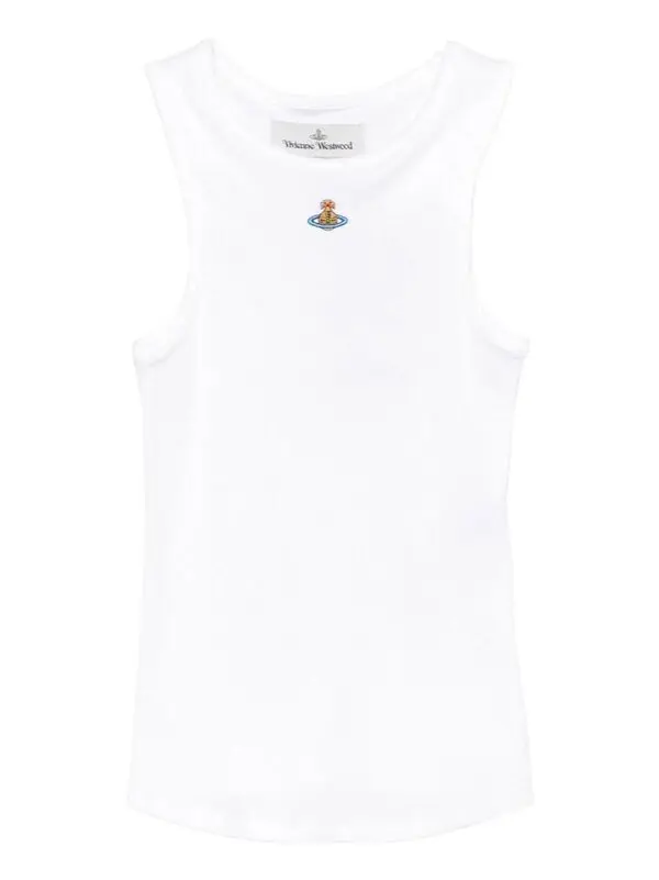 VIVIENNE WESTWOOD Slim Ribbed Logo Tank Top - White