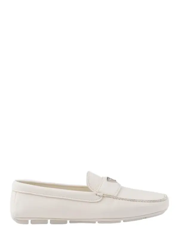 Prada Leather Driving Loafers - Ivory