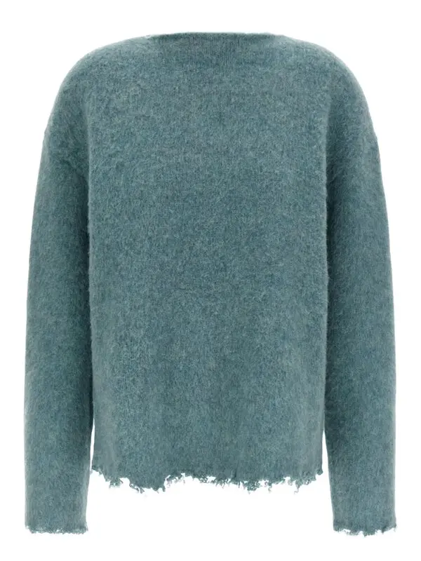 JIL SANDER Boat Neck Fringe Sweater - Green