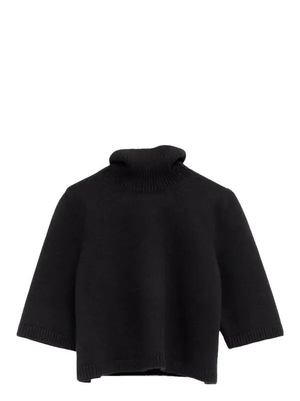 Alaïa Knit Cropped High Neck Jumper - Black