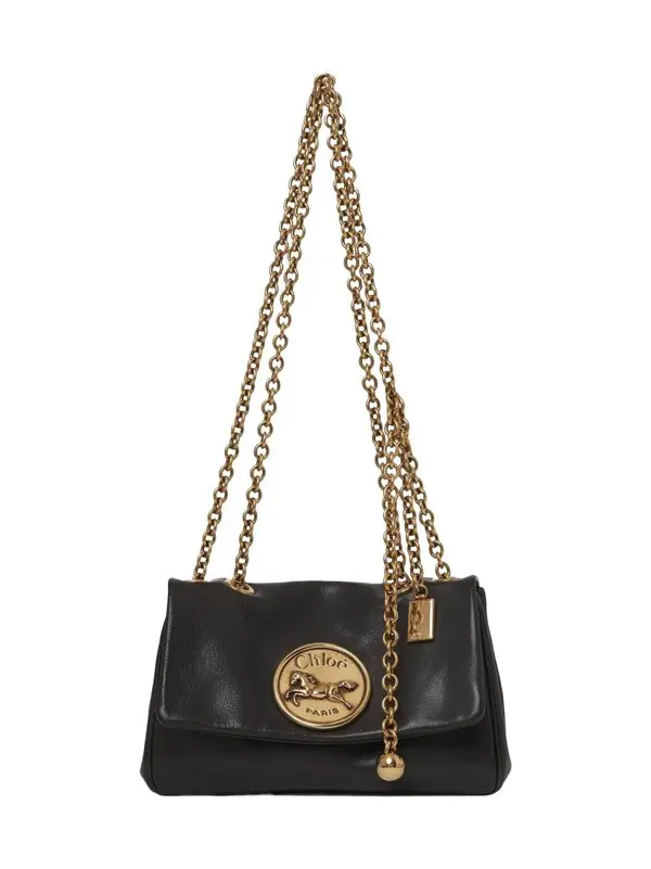 Chloé Small Shoulder Bag With Horse Emblem - Black
