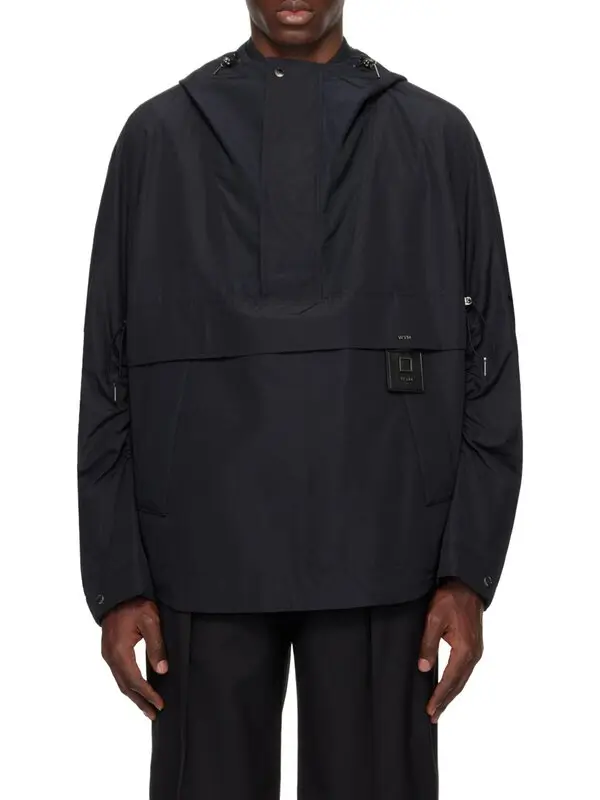 WOOYOUNGMI Semi-zipper Hooded Casual Jacket - Black