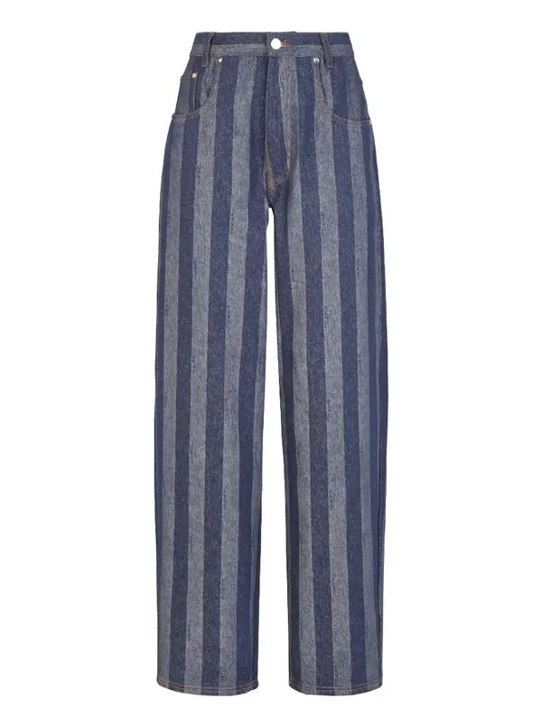 Fendi Pequin Stripe Denim Trousers - Blue