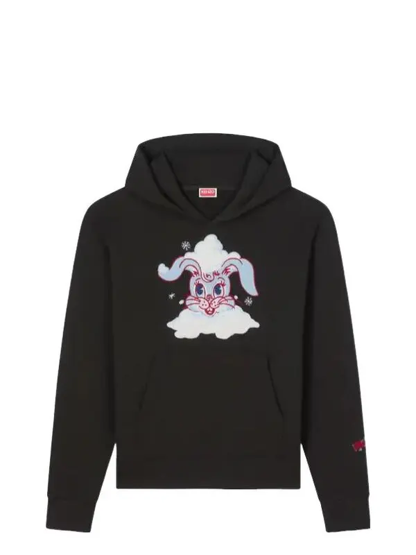Kenzo Embroidered Cotton Hoodie - Black
