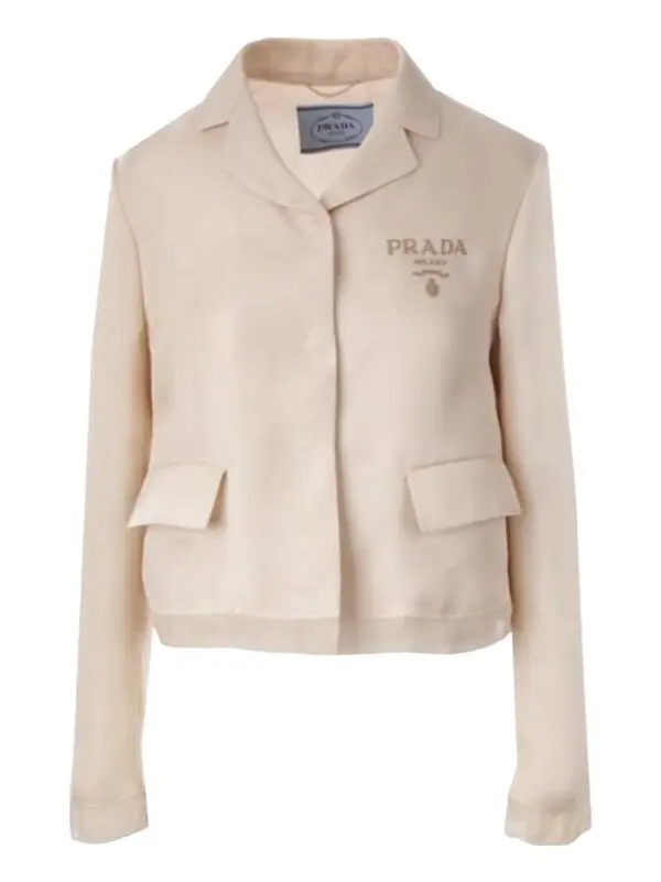 Prada Logo-print Silk Georgette Jacket - Snow White