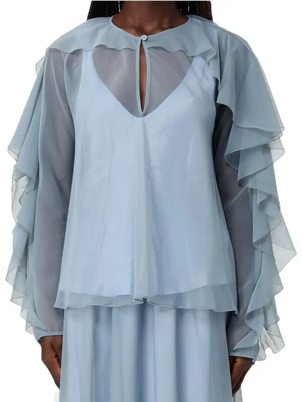 FORTE_FORTE Ruffled Cover-up With Button Closure - Blue
