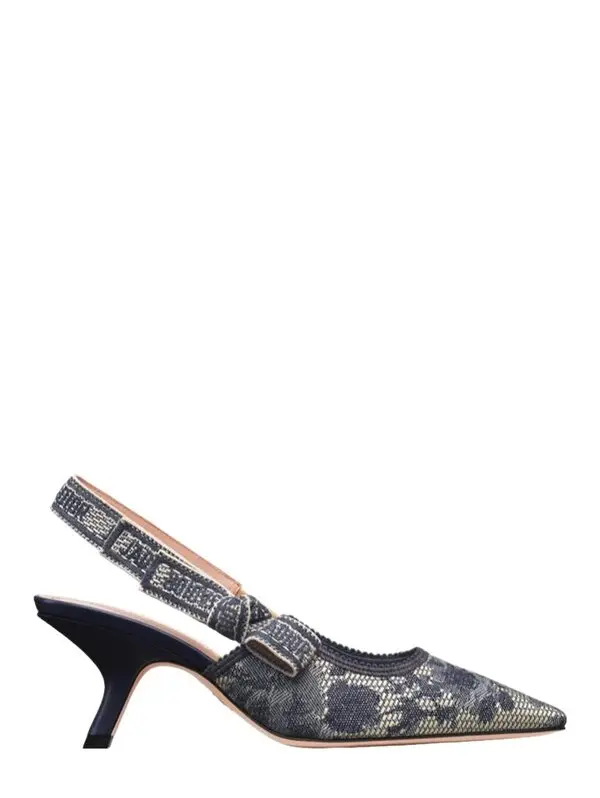 Dior J'adior Embroidered Slingback Pumps With Knot Detail - Black