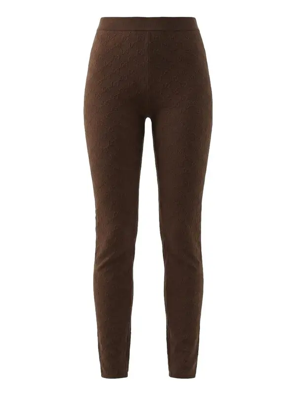 Gucci Gg Jersey Jacquard Leggings - Brown