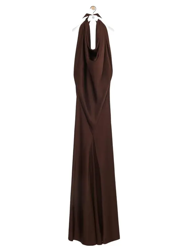 Loewe Long Halterneck Satin Dress - Black
