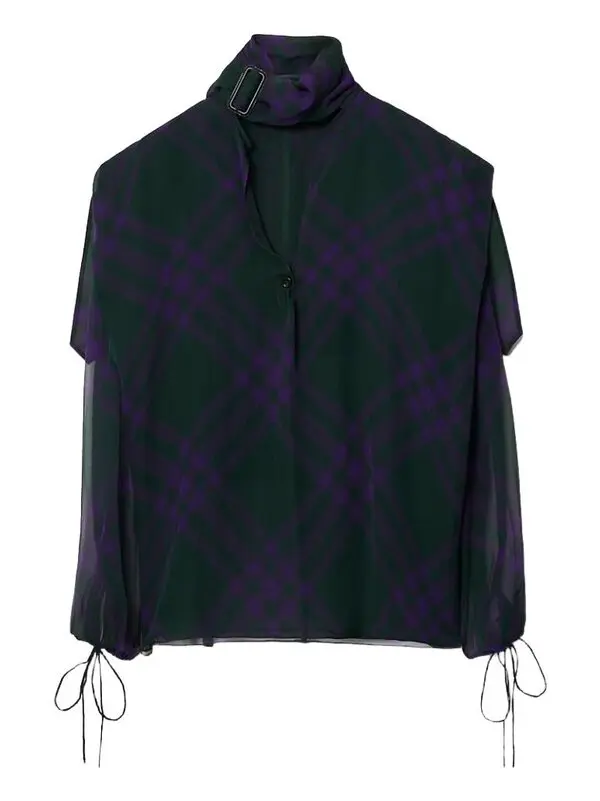 Burberry Check-pattern Scarf Detailed Blouse - Black