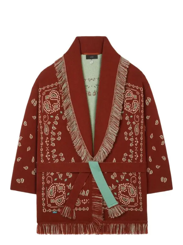 Alanui Fringed Bandana Cardigan - Brown