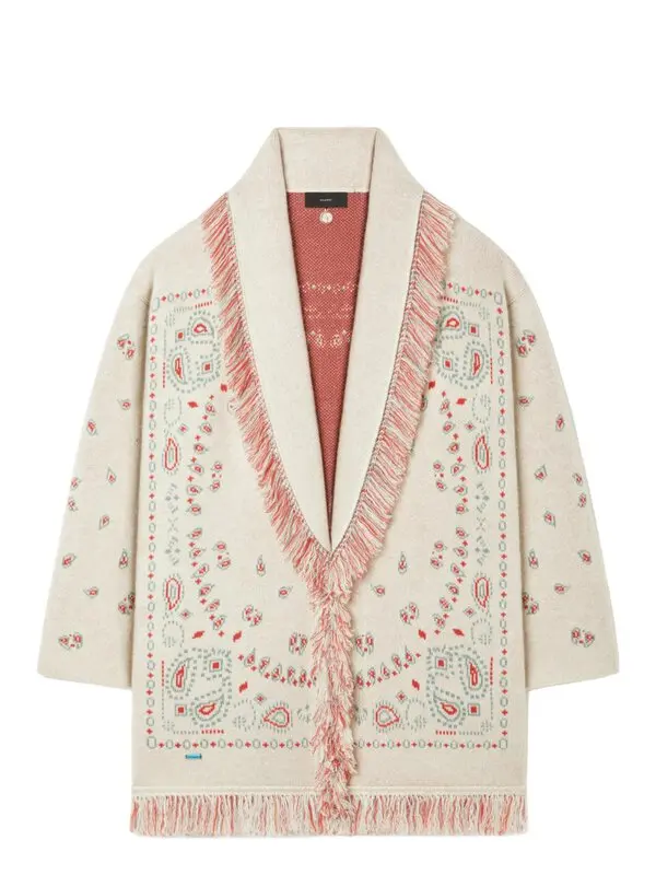 Alanui Bandana Jacquard Cardigan With Tassel Trim - Chalk Coral