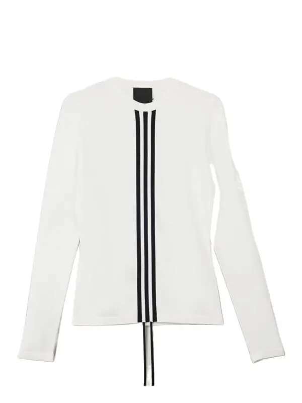Y3 Stripe Detail Long Sleeve T-shirt - Pure White/black