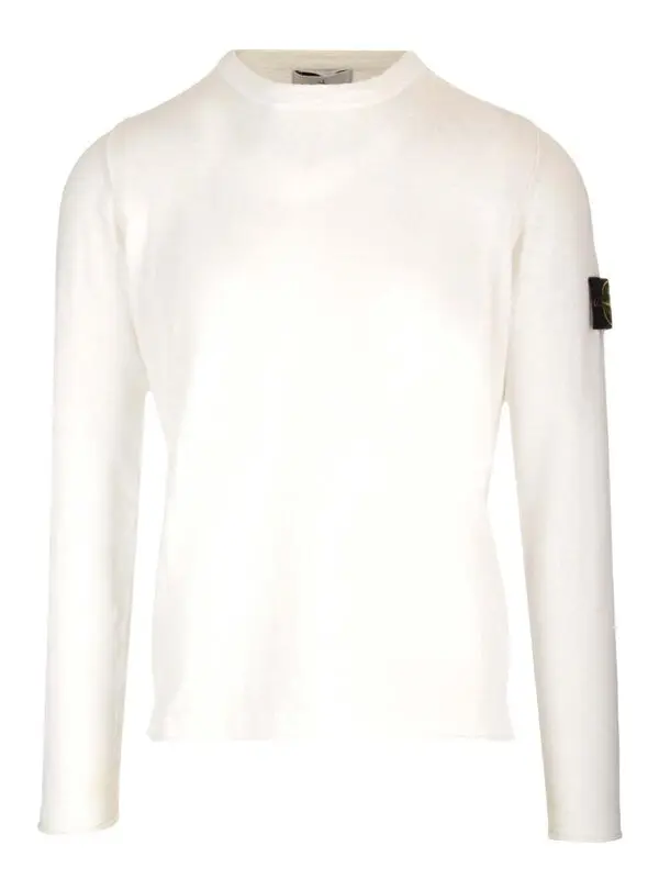 Stone Island Logo Patch Crewneck Jumper - White