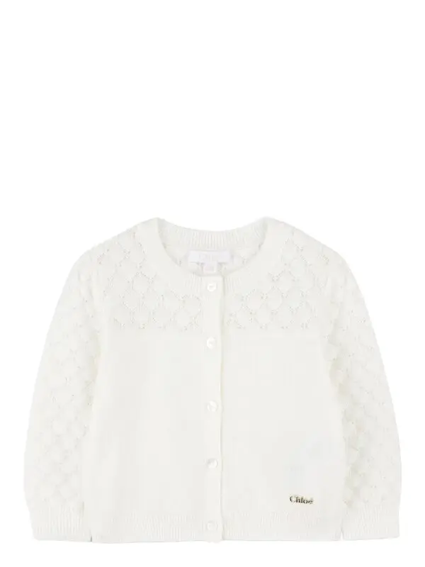 Chloé Logo-plaque Knit Cardigan - White