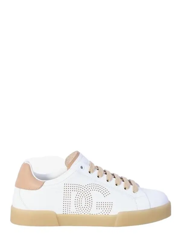 Dolce & Gabbana Dg Logo Perforated Leather Sneakers - White