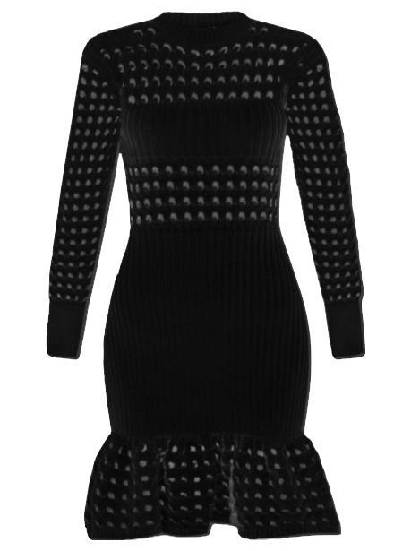 Alexander McQueen Openwork Knit Dress - Black